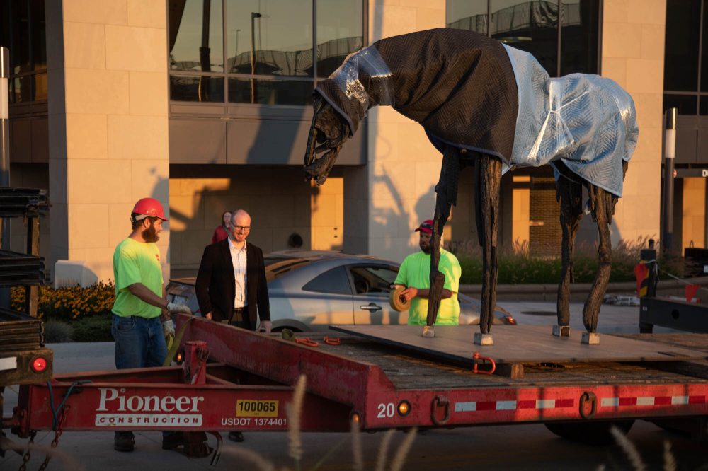Crane places new sculpture by renowned artist on terrace of DeVos ...