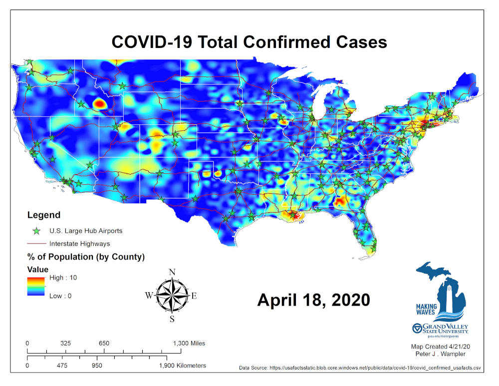Geology faculty member creates map of U.S. that traces COVID-19 spread ...
