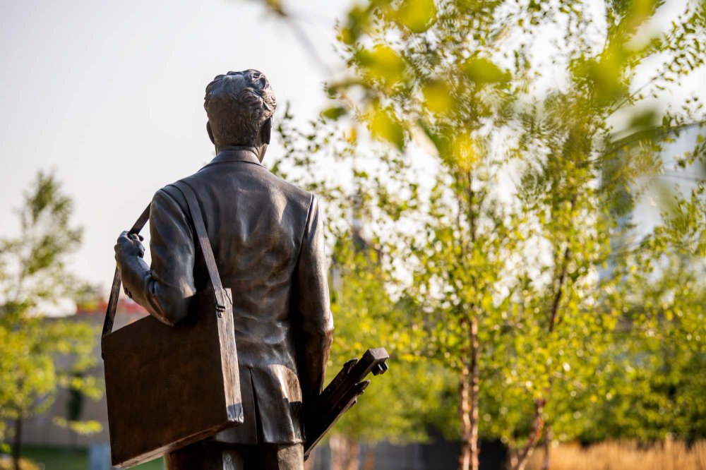 New sculpture of Mathias Alten on GVSU campus to include augmented ...
